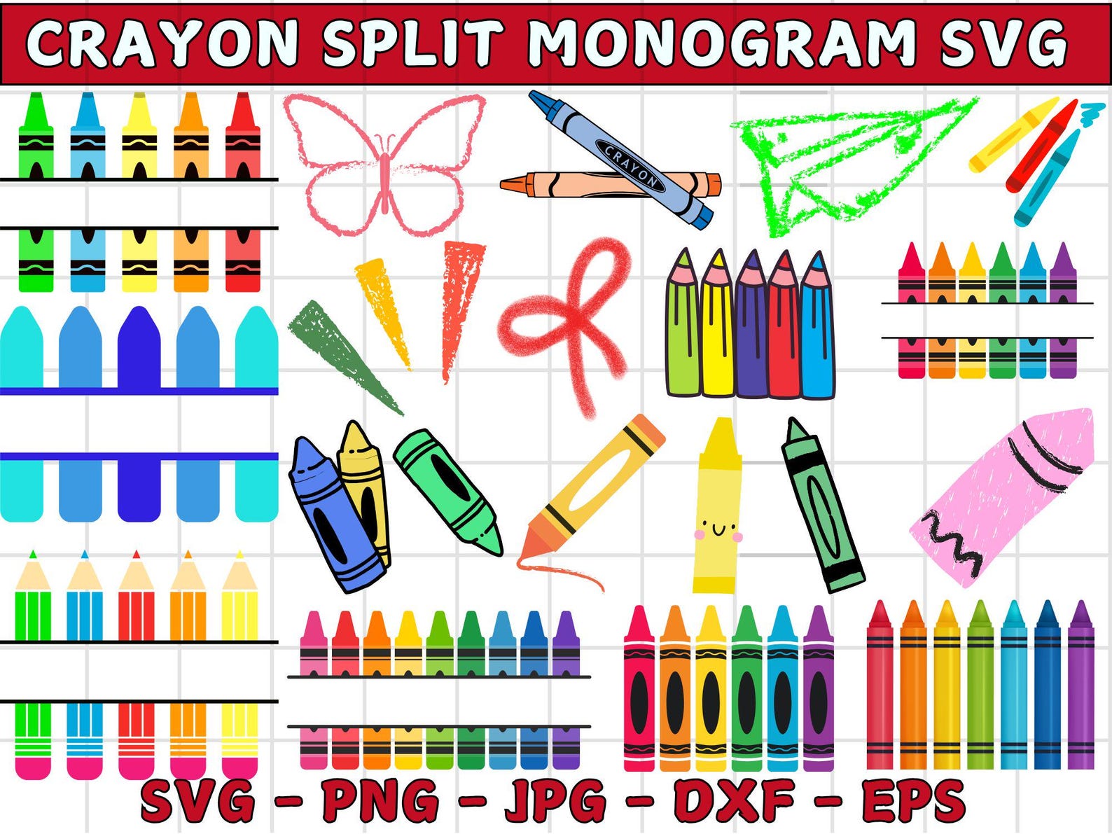 Crayon Monogram Svg, Crayon Split Monogram Svg, Teacher Monogram Svg ...
