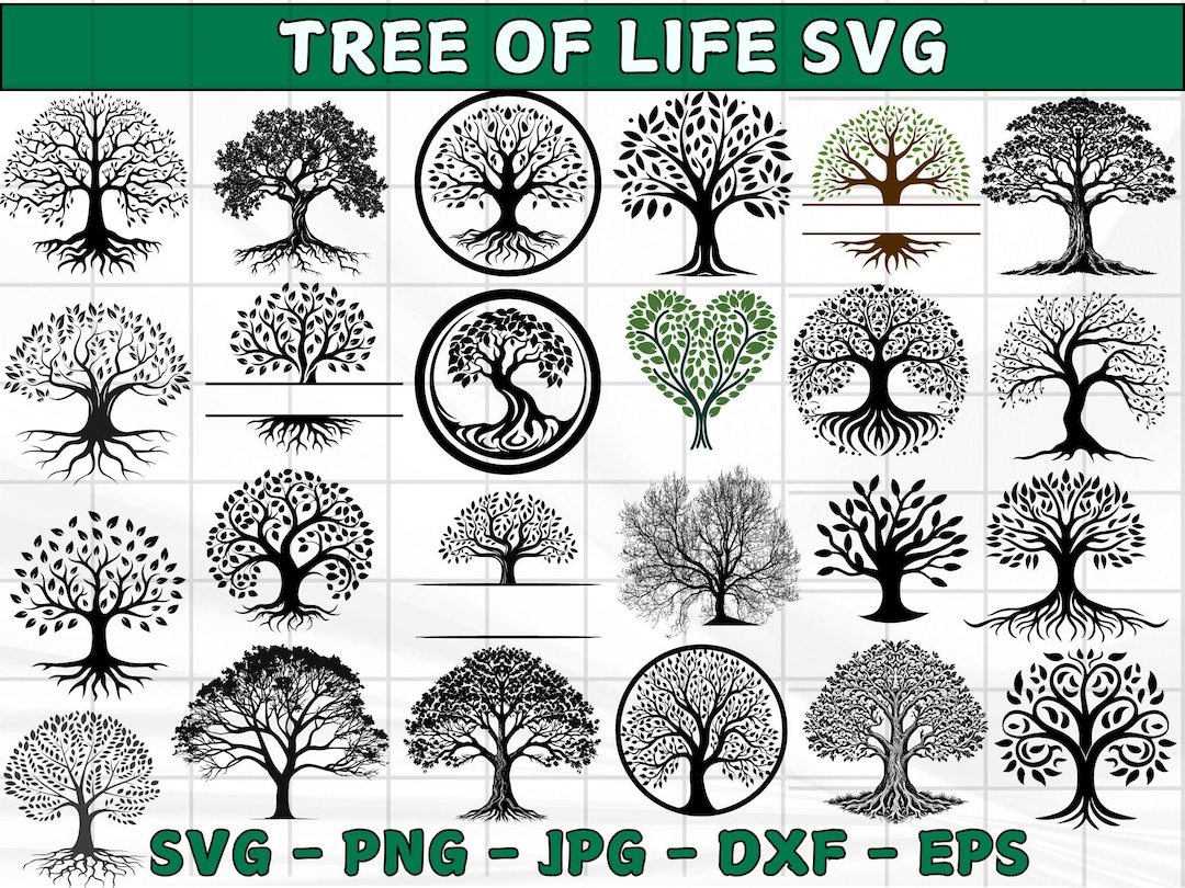 Tree of Life Bundle Design SVG PNG, Tree Silhouette Clipart, Spiritual ...