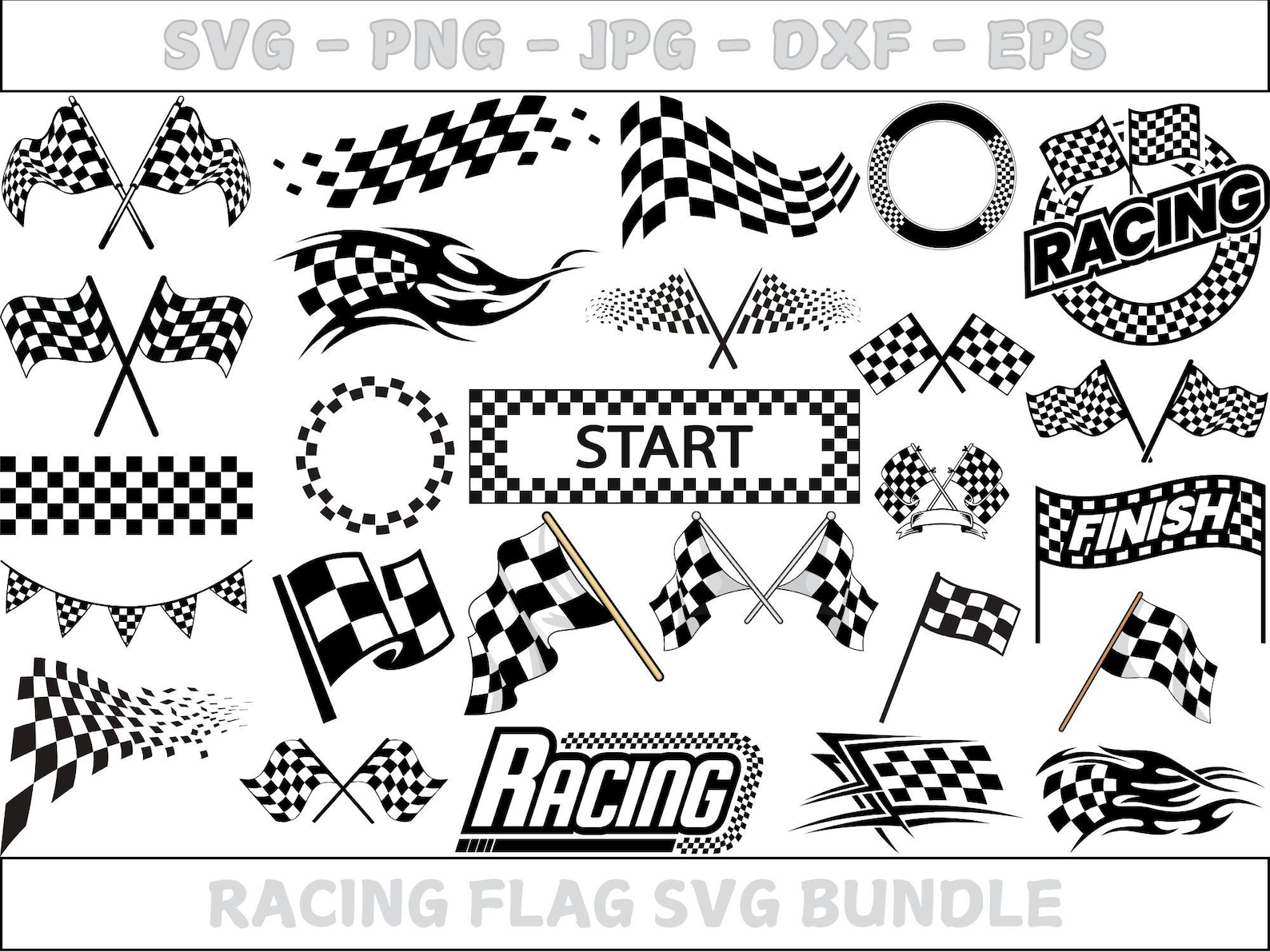 Race Flag Svg Bundle, Checkered Flag Svg, Racing Flag Svg,racing Flag ...