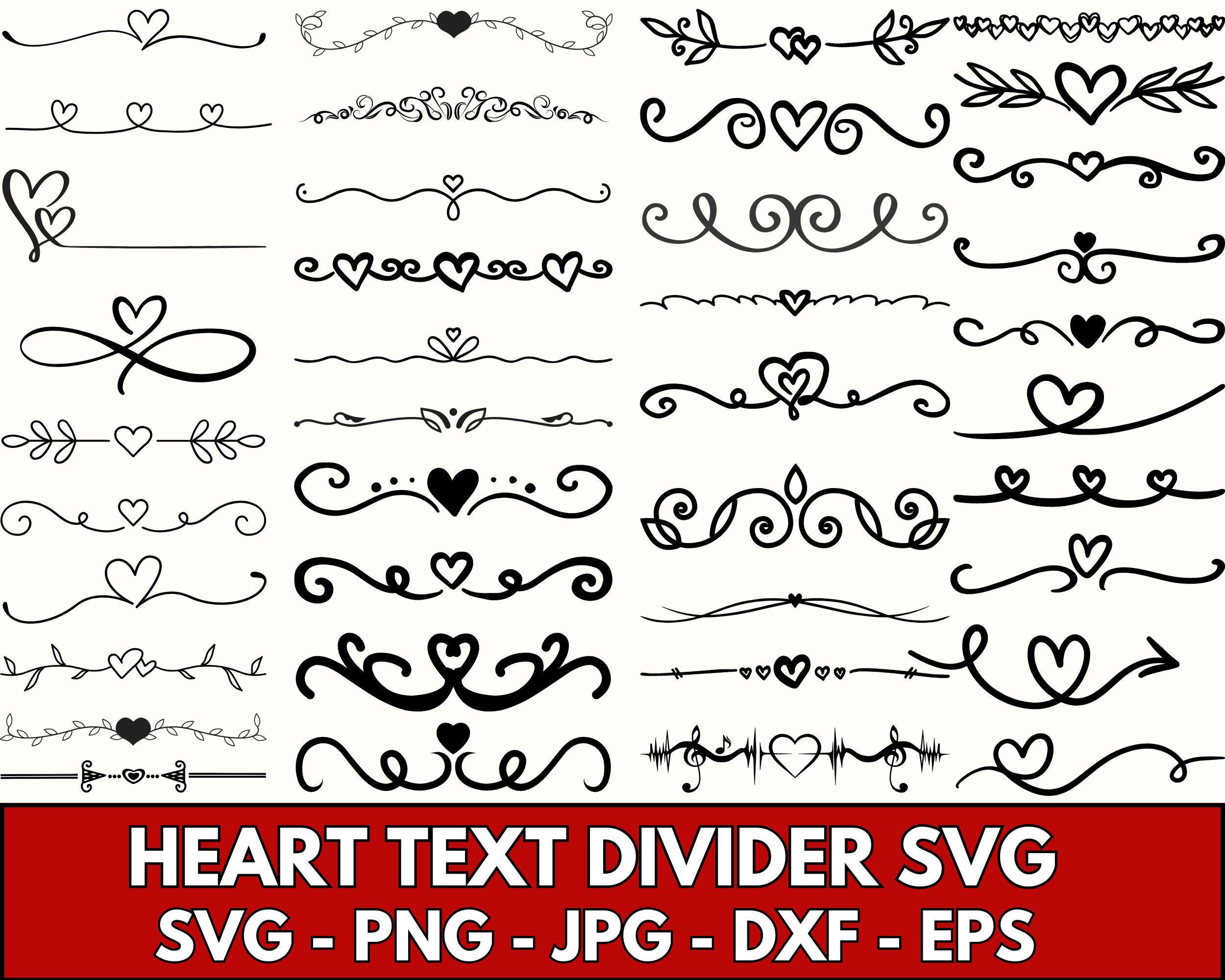 Heart Text Dividers SVG | Wedding Text Dividers SVG | Heart Border Svg ...