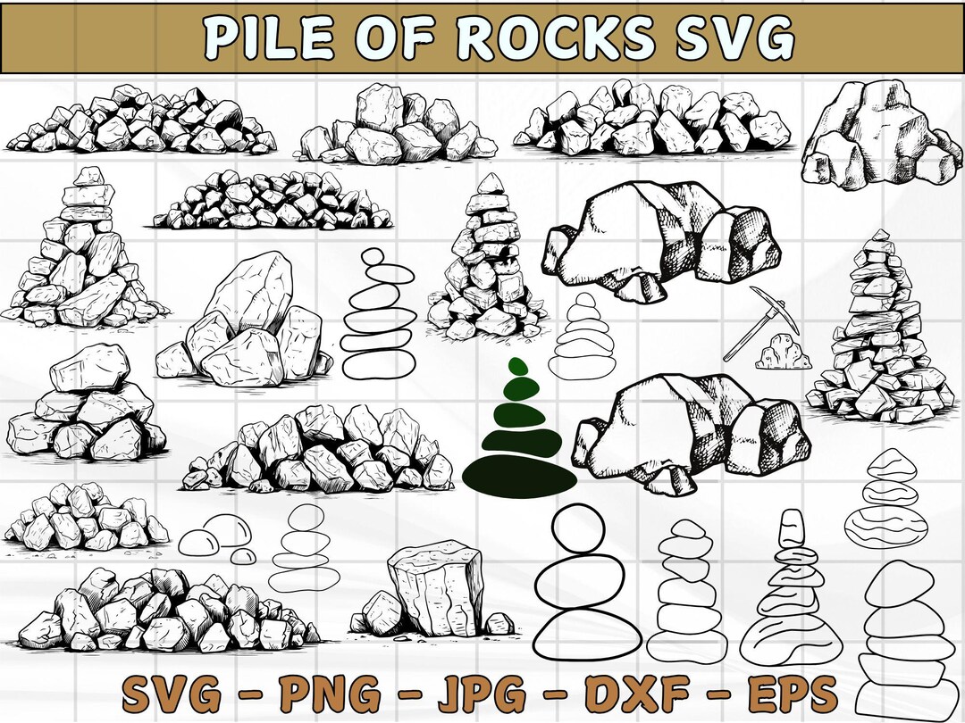 Pile of Stones SVG Bundle, Pile of Rocks Svg,pile of Stones Dxf,pile of ...