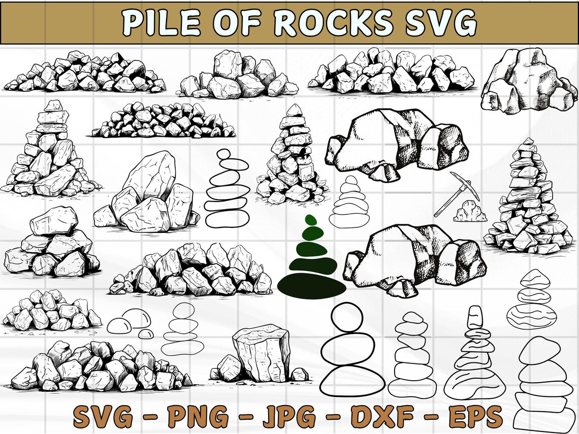 Pile of Stones SVG Bundle, Pile of Rocks Svg,pile of Stones Dxf,pile of ...
