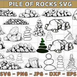 Pile of Stones SVG Bundle, Pile of Rocks Svg,pile of Stones Dxf,pile of ...