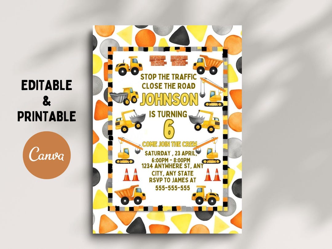 Construction Birthday Invitation Dump Everything Birthday Invitation ...