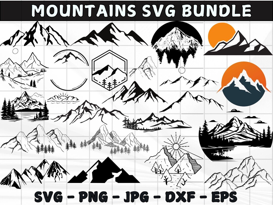 Berge SVG Bundle, Natur SVG, Landschaft SVG, Berg Silhouette, Berg png ...