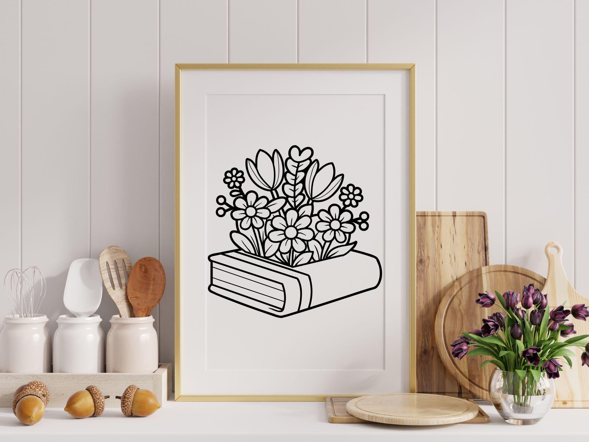 Floral Book SVG, Book Svg Bundle, Books With Flowers Svg, Reading Book ...