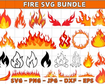 Fire SVG Bundle, Fire Flame Svg, Fire Clipart, Fire Svg Files, Burn Svg ...