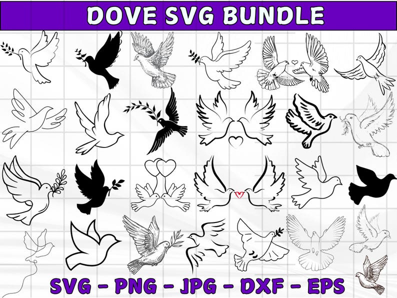 Dove SVG Bundle, Dove PNG Bundle, Dove Clipart, Pigeon SVG Cut Files ...