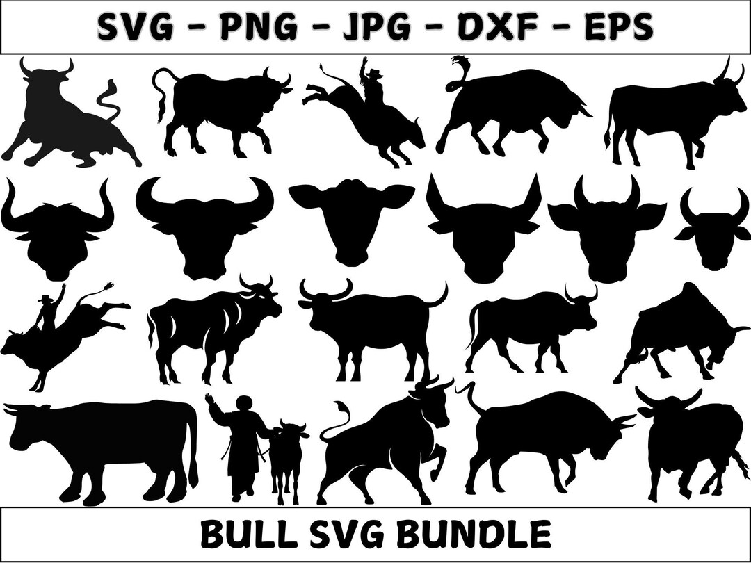 Bull SVG Bundle, Bull Clipart Bundle, Bull Cut Files, Bull Cricut, Bull ...