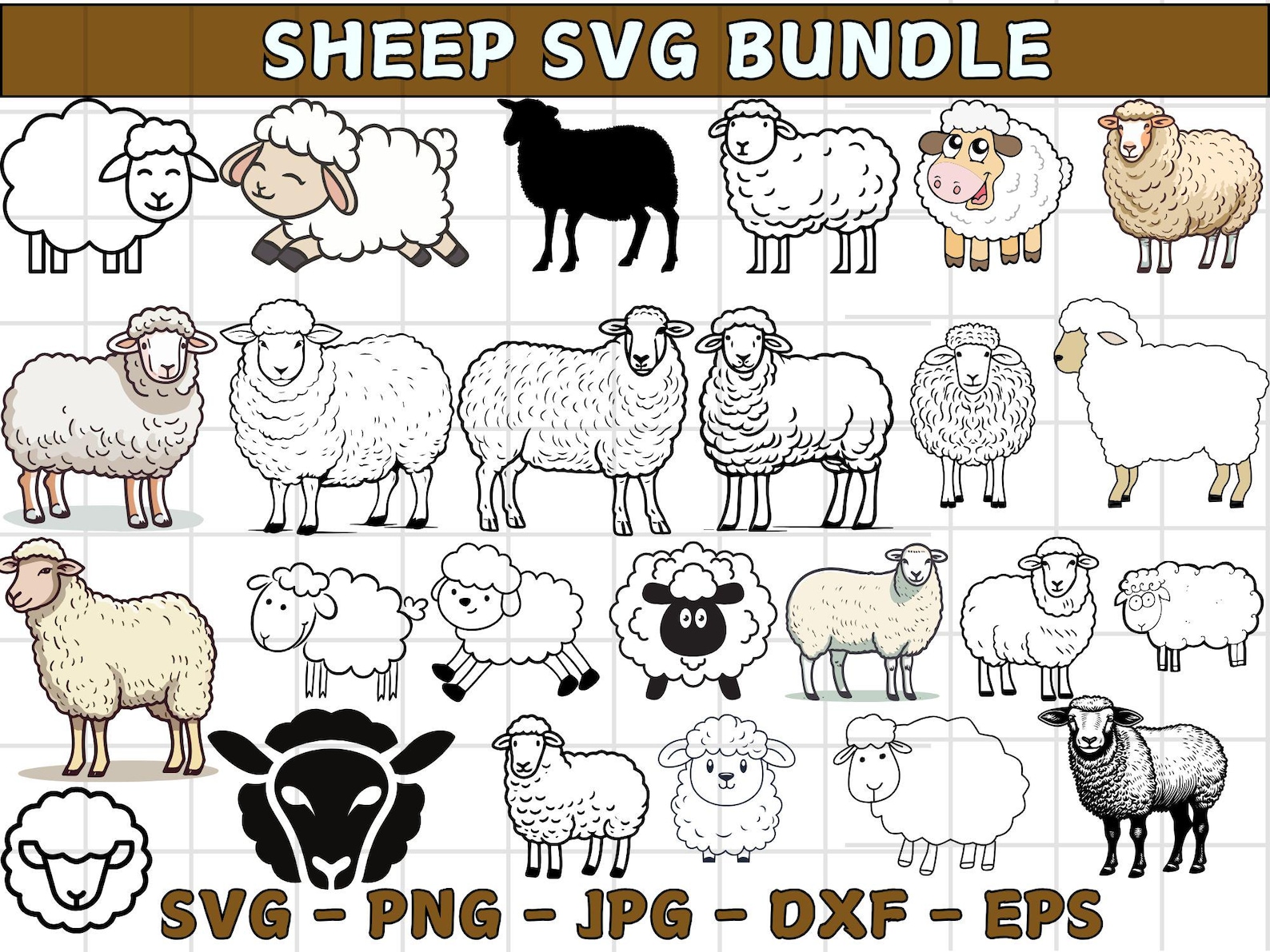 Sheep SVG Bundle, Sheep Dxf, Sheep Png, Sheep Eps, Sheep Vector, Sheep ...