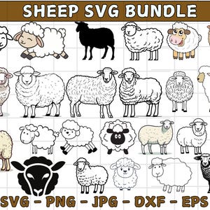 Sheep SVG Bundle, Sheep Dxf, Sheep Png, Sheep Eps, Sheep Vector, Sheep ...