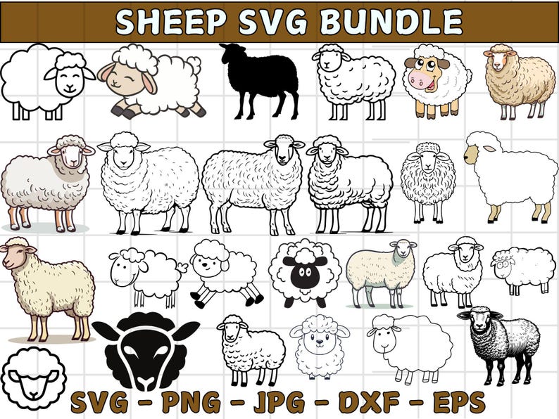 Sheep SVG Bundle, Sheep Dxf, Sheep Png, Sheep Eps, Sheep Vector, Sheep ...