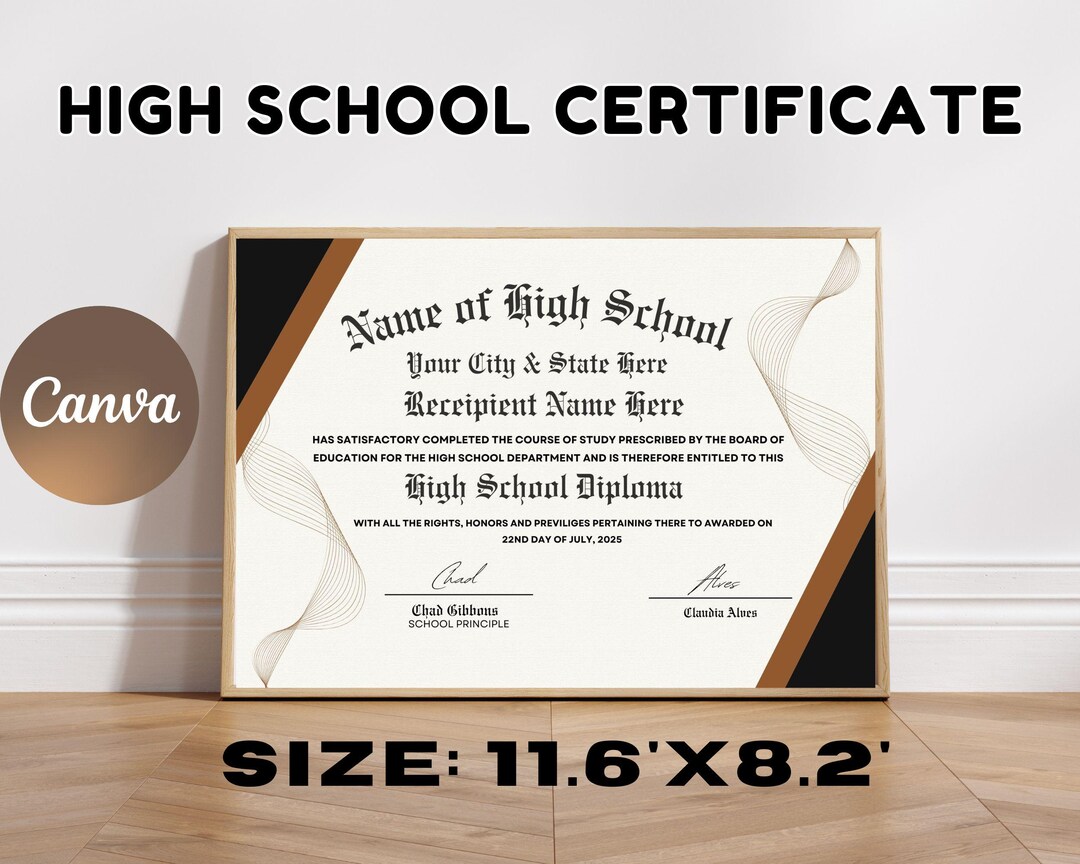 High School Diploma, Homeschool Diploma, Editable Diploma Template, GED ...