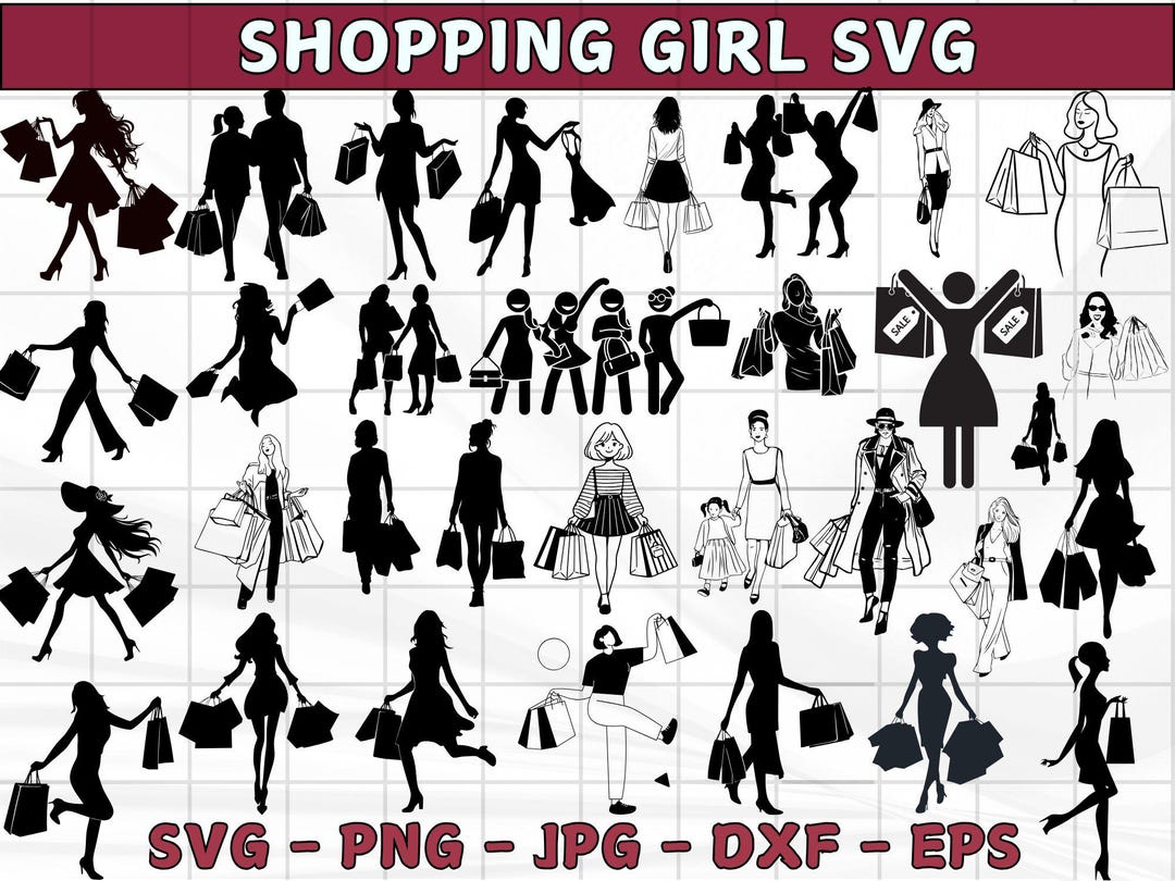 Shopping Girl SVG\ Shopping Girl SVG Bundle\ Shopping Girl Clipart ...