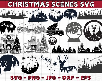 Christmas Scene Svg File, Christmas Scene Svg, Christmas Scene Svg ...