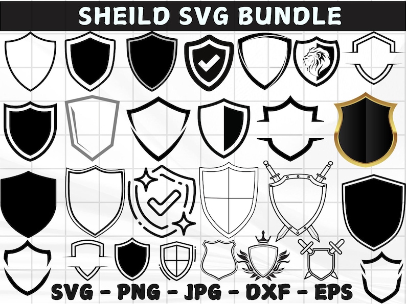 Shield SVG Bundle, Shield PNG Bundle, Shield Clipart, Shield SVG Cut ...