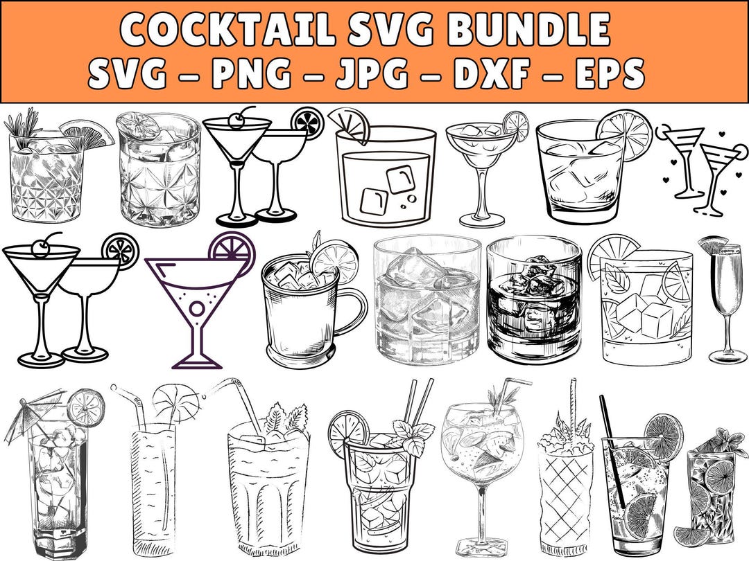 Cocktail SVG Bundle, Cocktail PNG Bundle, Cocktail Clipart, Cocktail ...