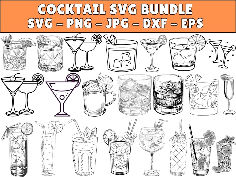 Cocktail SVG Bundle, Cocktail PNG Bundle, Cocktail Clipart, Cocktail ...