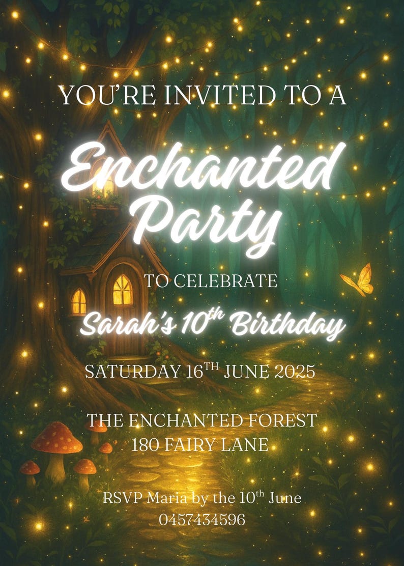 Enchanted Forest Birthday Invitation: Fairy Tale Treehouse (digital ...