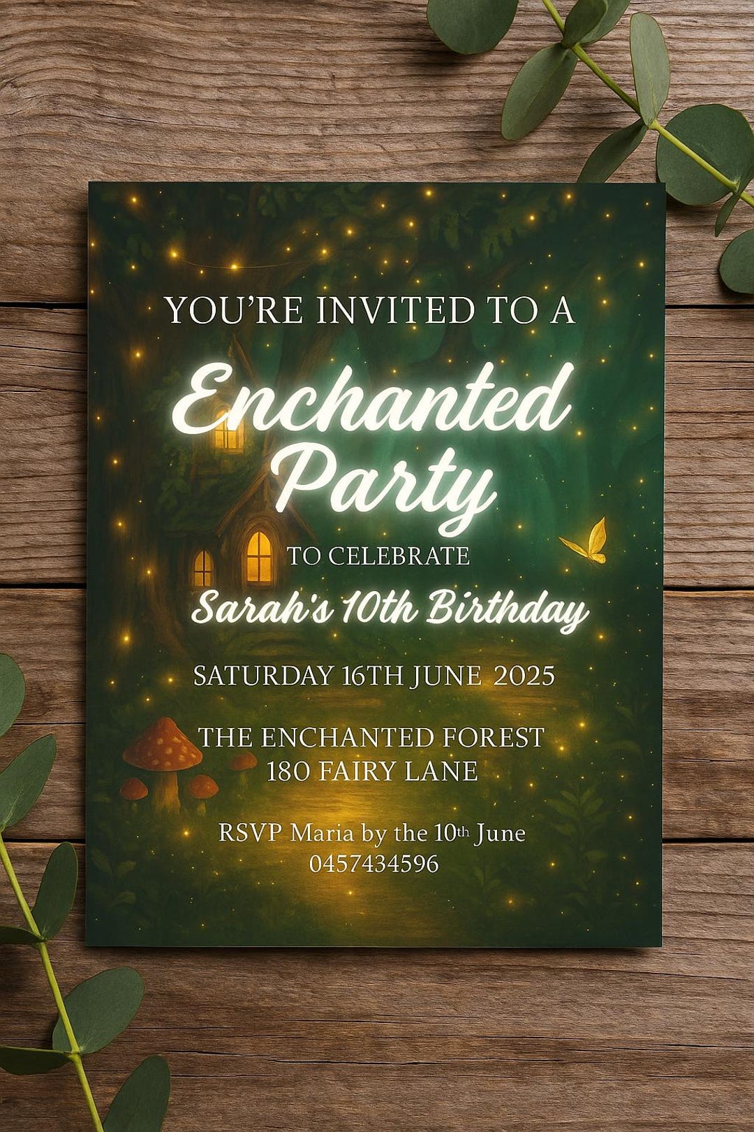 Enchanted Forest Birthday Invitation: Fairy Tale Treehouse (digital ...