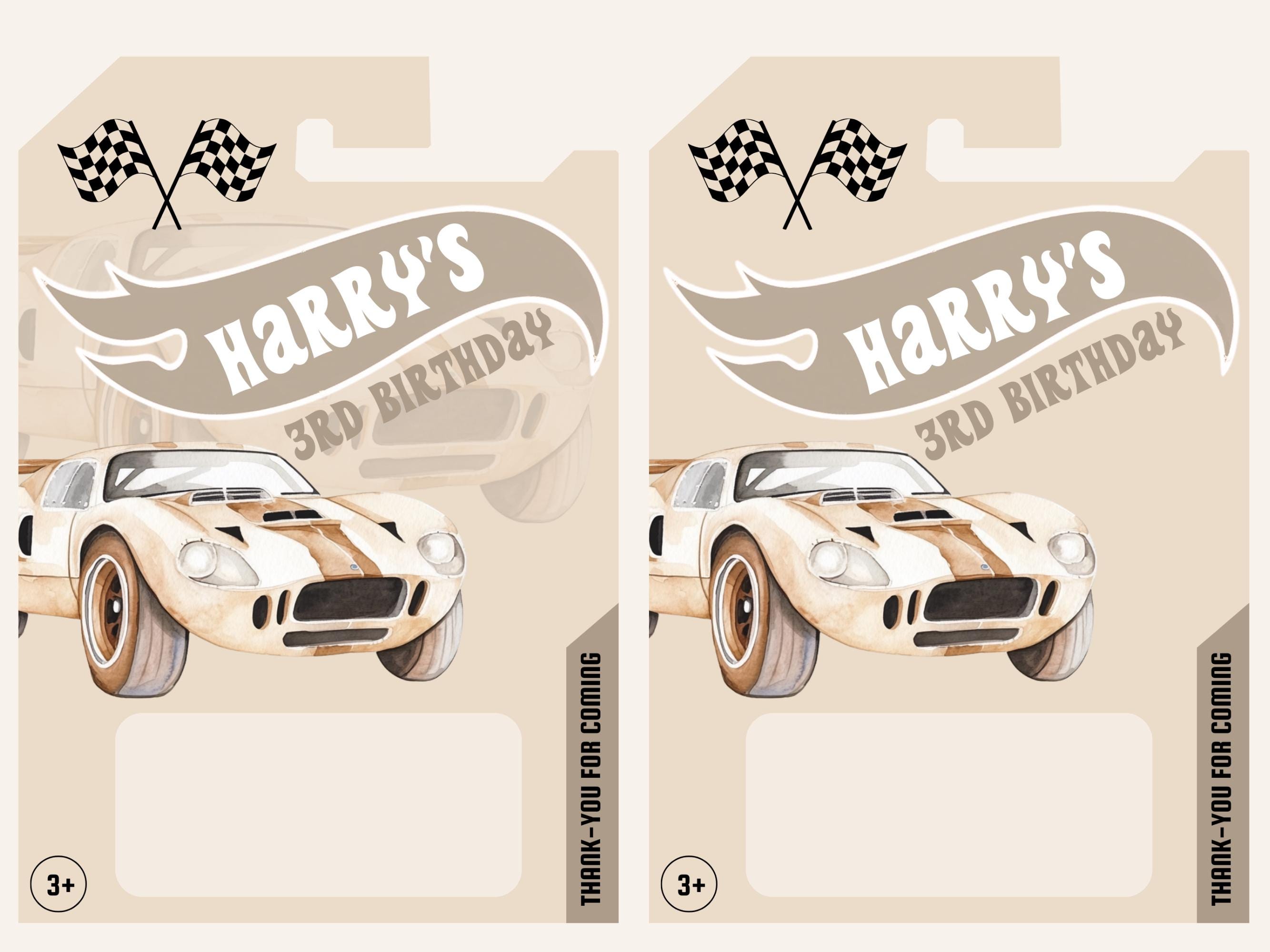 Editable Toy Car Packaging: Custom Hot Wheel Party Favor (digital ...