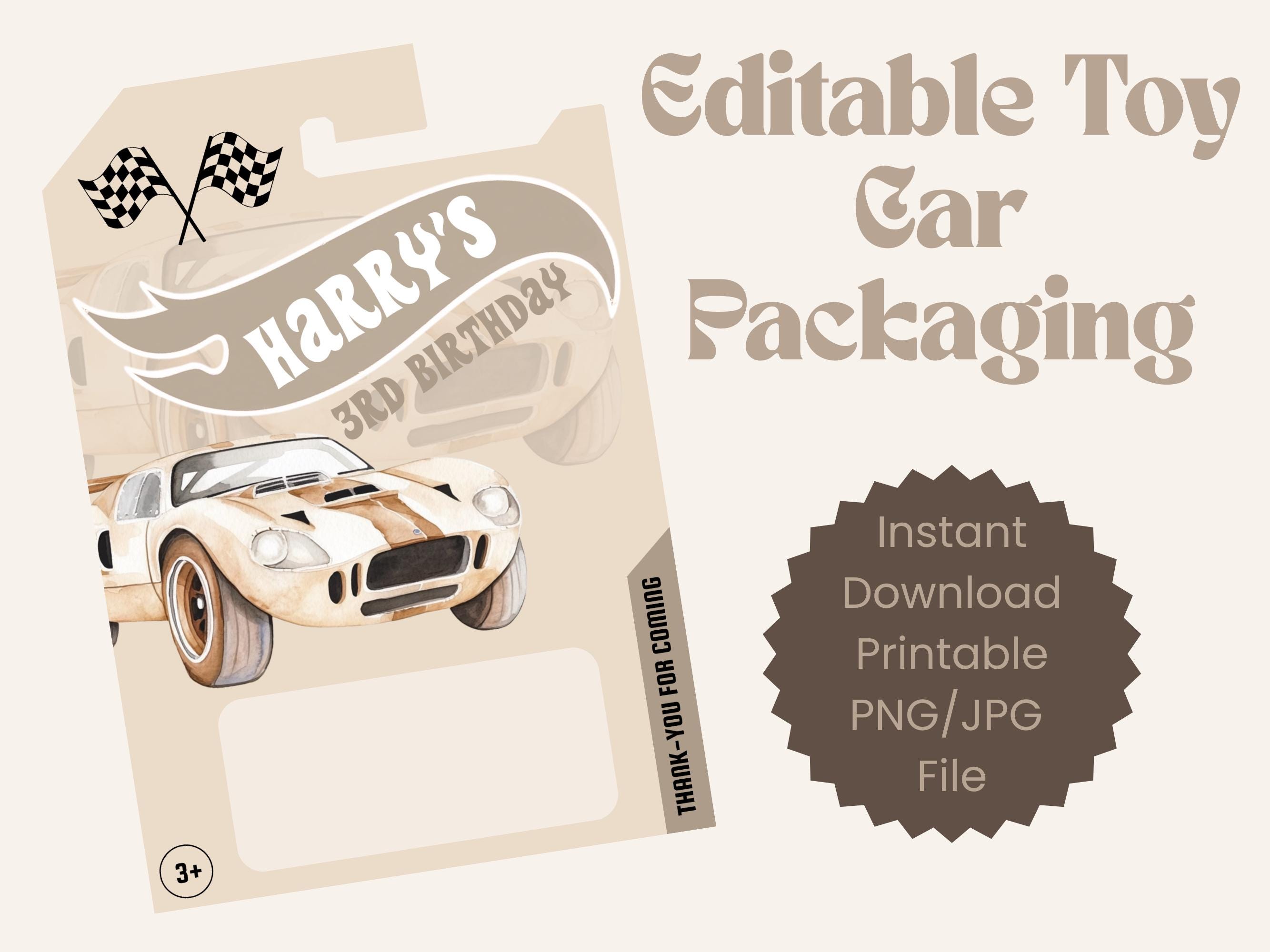 Editable Toy Car Packaging: Custom Hot Wheel Party Favor (digital ...