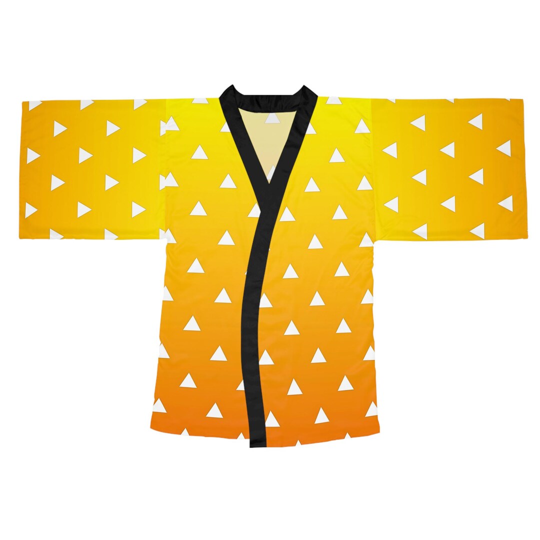 Buy Kimono Robe, Zenitsu Agatsuma Kimetsu No Yaiba Design, Japanese ...