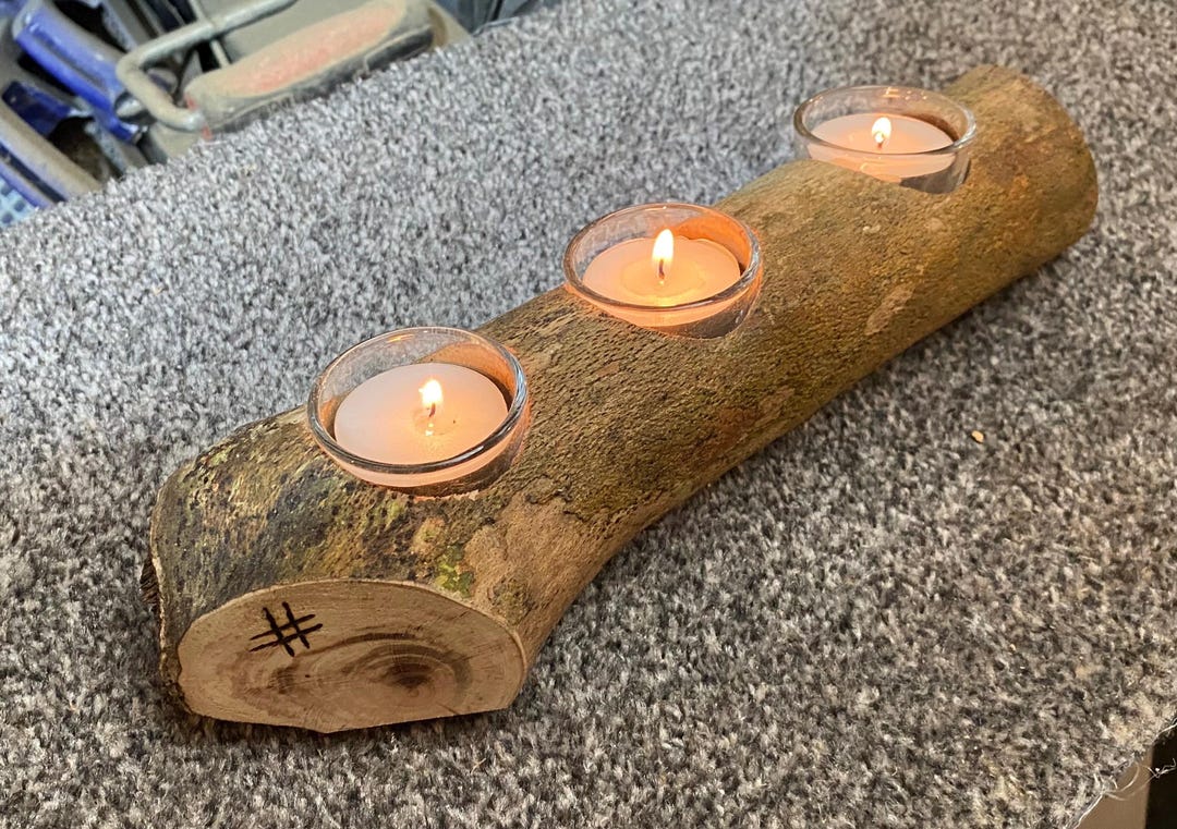 Drift Wood Tea Light Log X3 Comes With Inserts and Tea Lights - Etsy