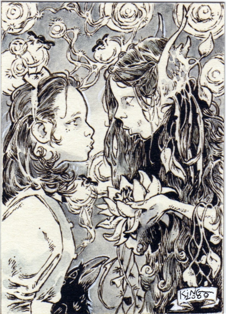 Water Nymph Child Girl Drawing Illustration ACEO ATC Print by - Etsy