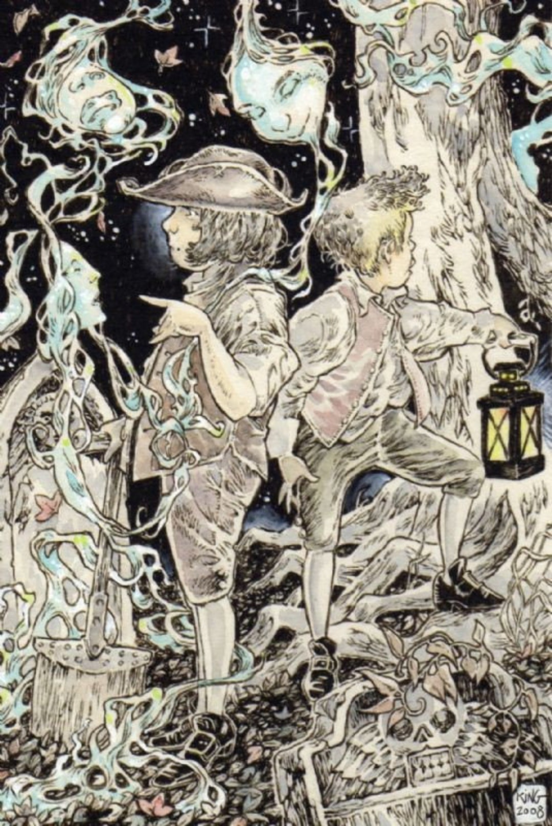 The Cramp Ring SFA 4 X 6 Art Ghost Children Illustration Drawing Print ...