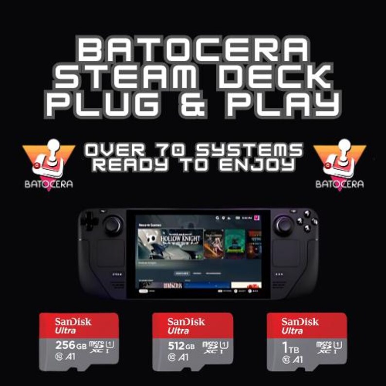 Steam Deck Batocera 256GB LCD & OLED Model Compatible Micro SD Card ...