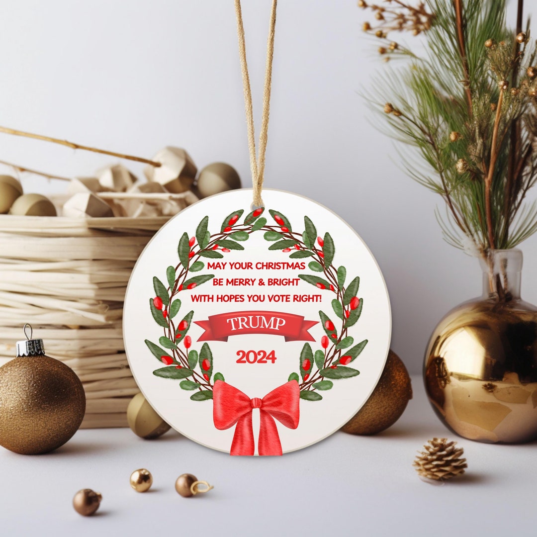 Trump Christmas Ornament, Holiday Vote 2024, Festive Political Ornament ...