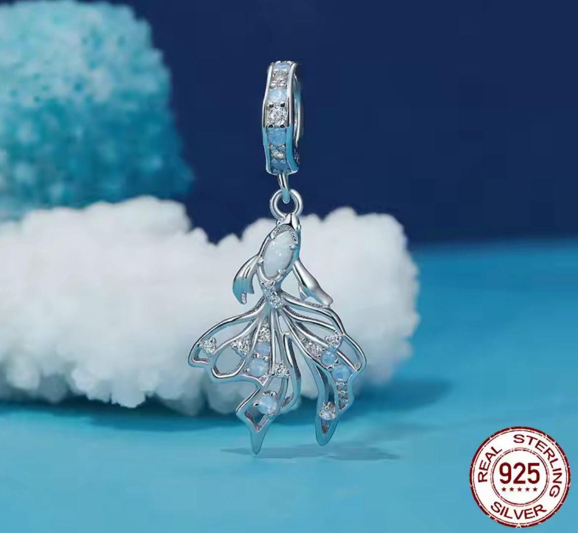 Opal Betta Fish Dangle Charm, Fits European Style Bracelet, Ocean Charm ...