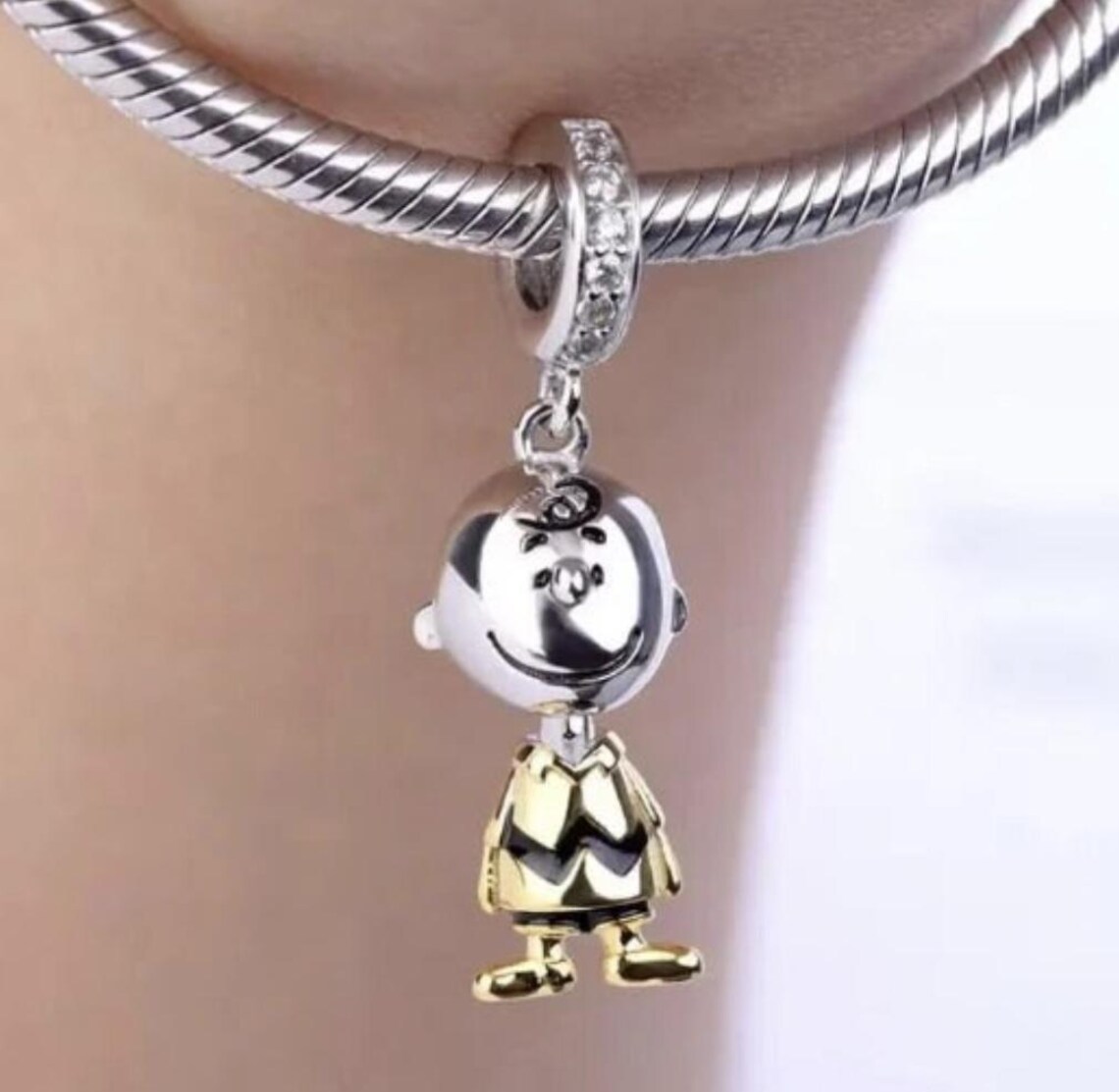 Snoopy Dog , Charlie Brown Dangle Charm, Genuine Sterling Silver ...