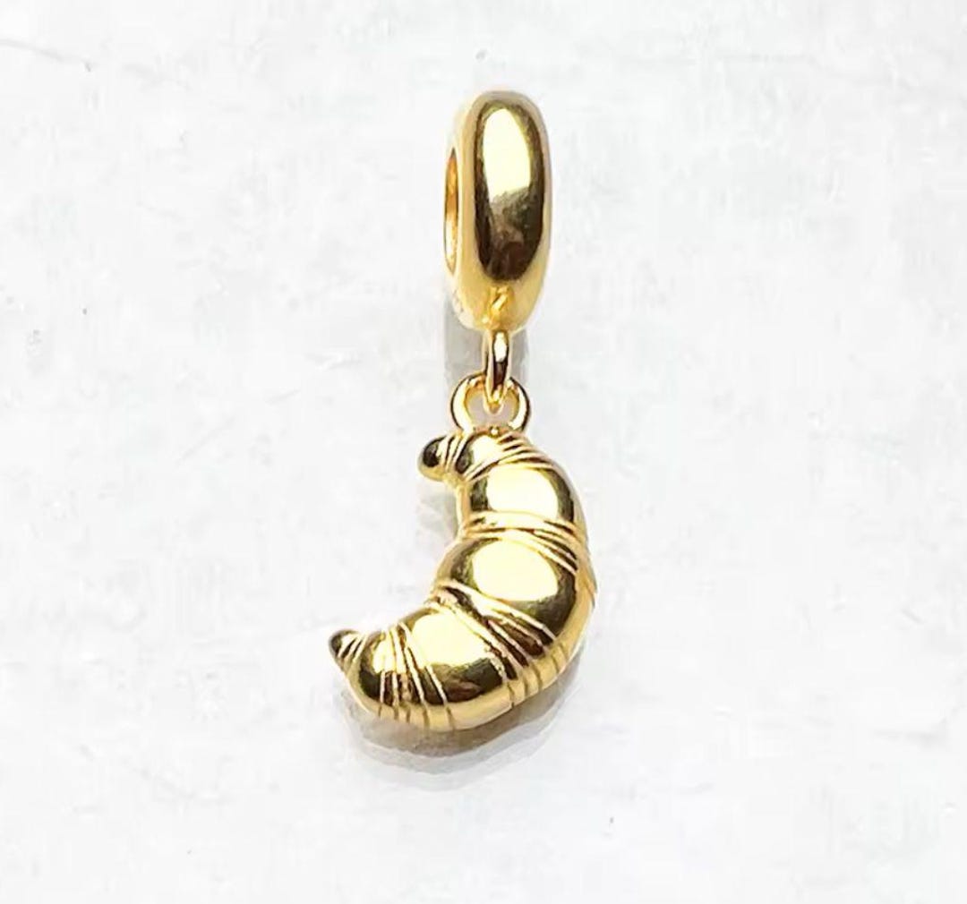 Croissant Dangle Charm, 18K Gold Plated Charm for Bracelets, Lobster ...