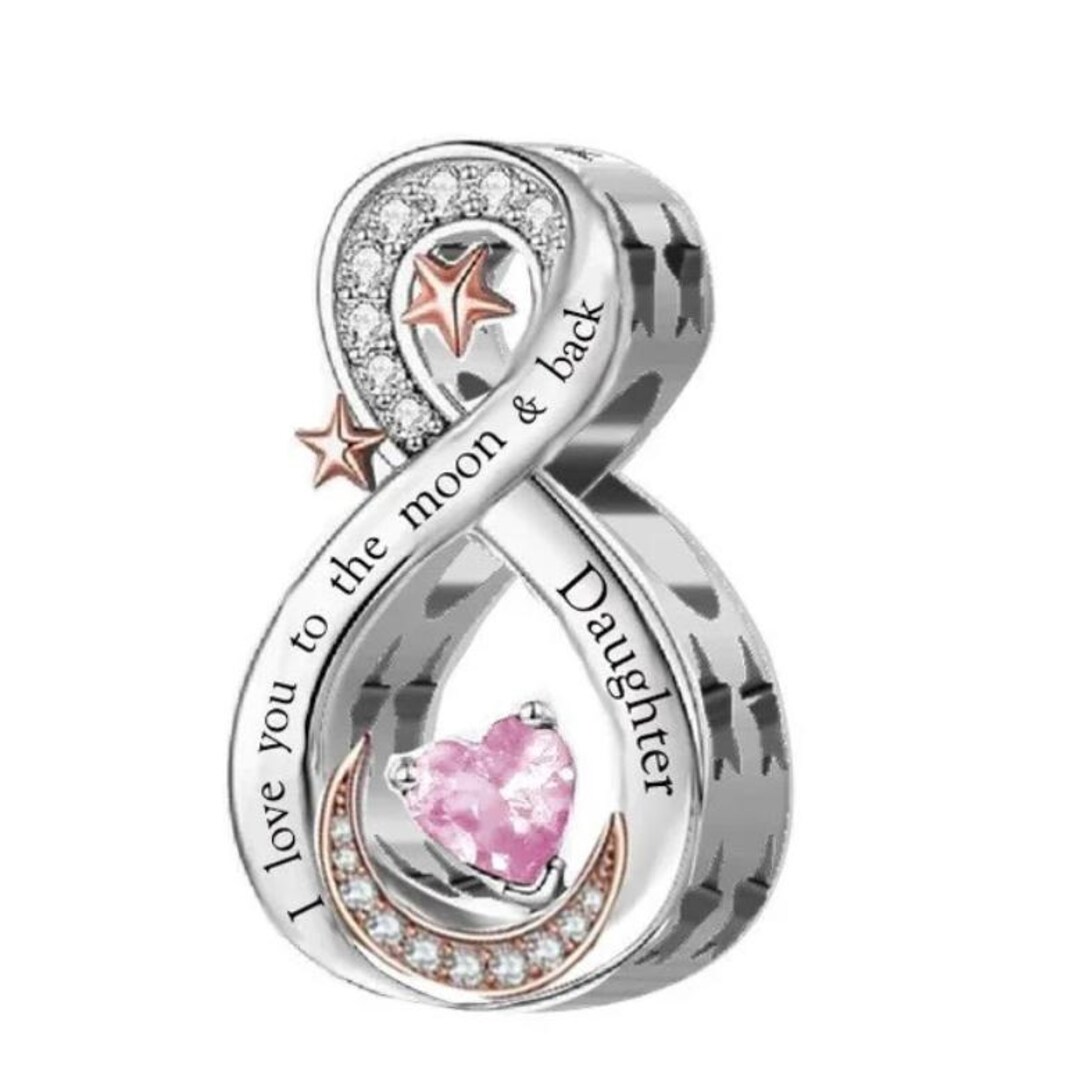 Daughter Heart Charm Infinity I Love You to the Moon and Back, Genuine ...