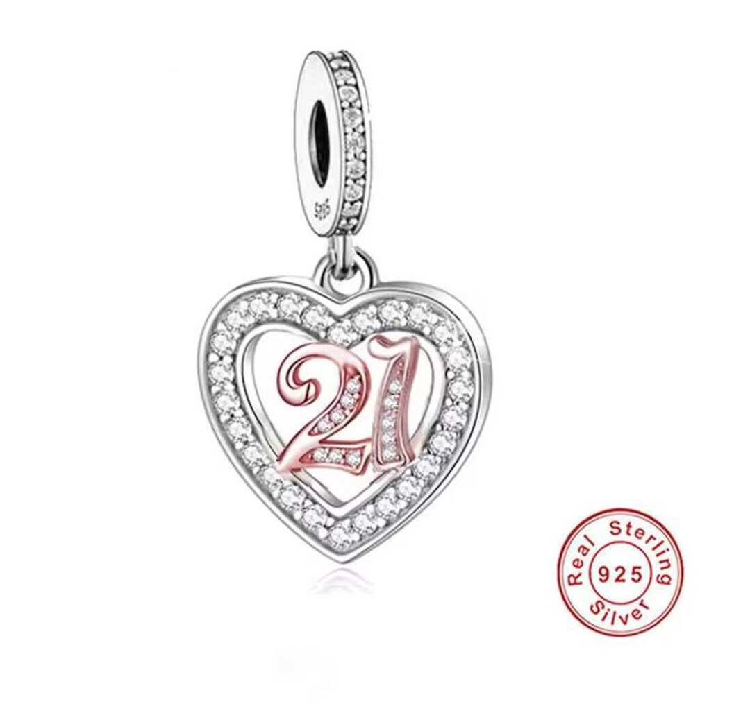 21st Birthday Dangle Charm, European Style Bracelet Charm, 100% ...
