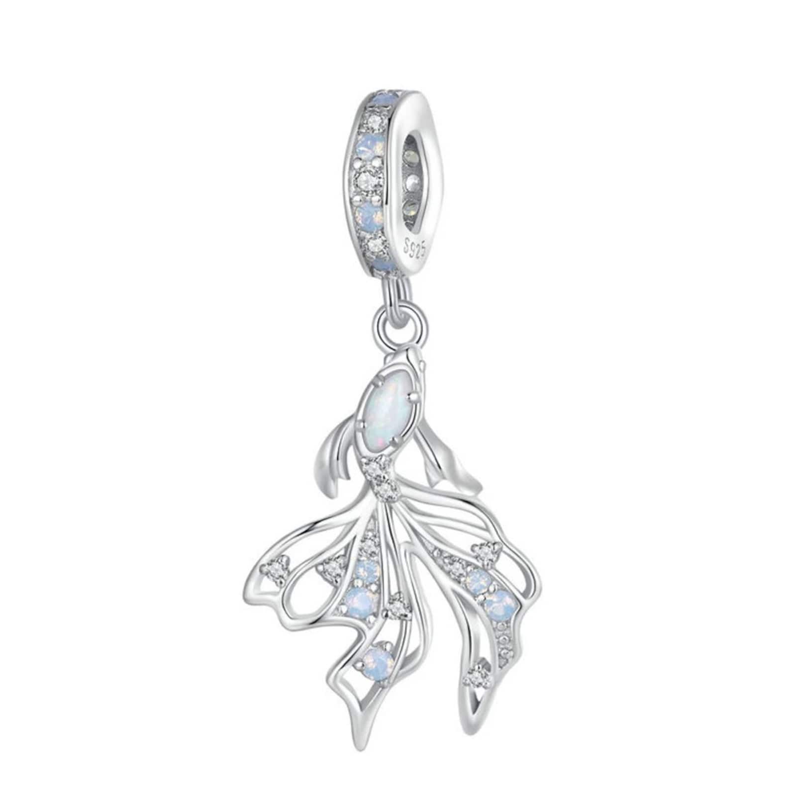 Opal Betta Fish Dangle Charm, Fits European Style Bracelet, Ocean Charm ...