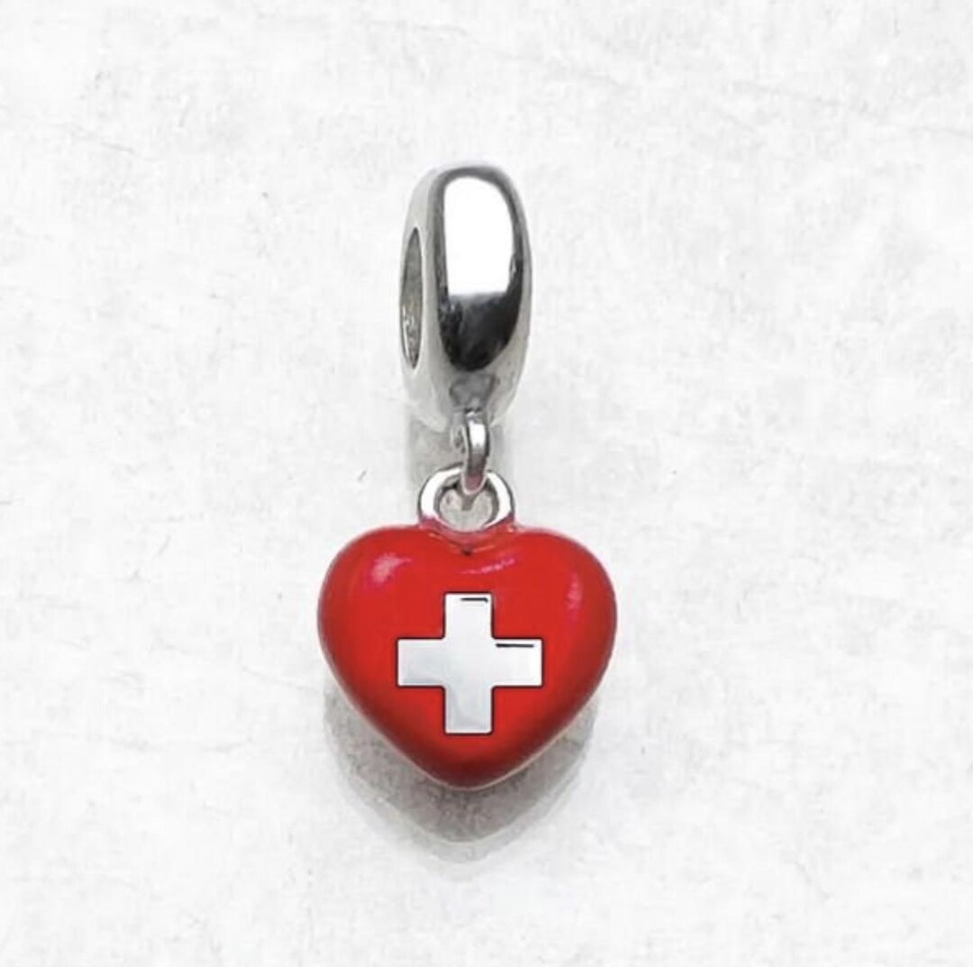 Switzerland Charm, Swiss Charm, Red Cross Heart Dangle Charm, Fits ...