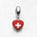 Switzerland Charm, Swiss Charm, Red Cross Heart Dangle Charm, Fits ...