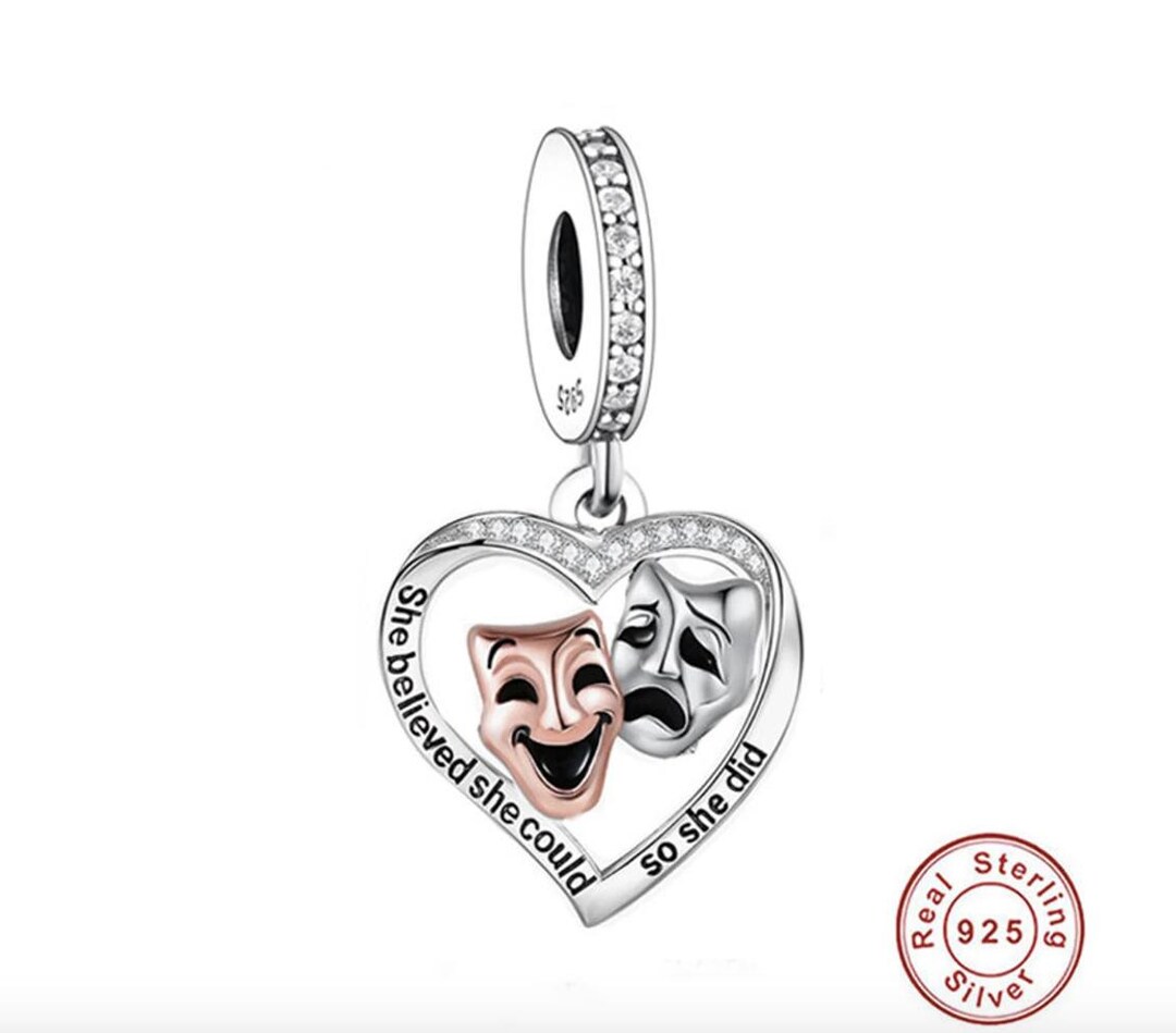 Drama Theatre Mask Dangle Charm, Comedy Tragedy Charm, European Style ...