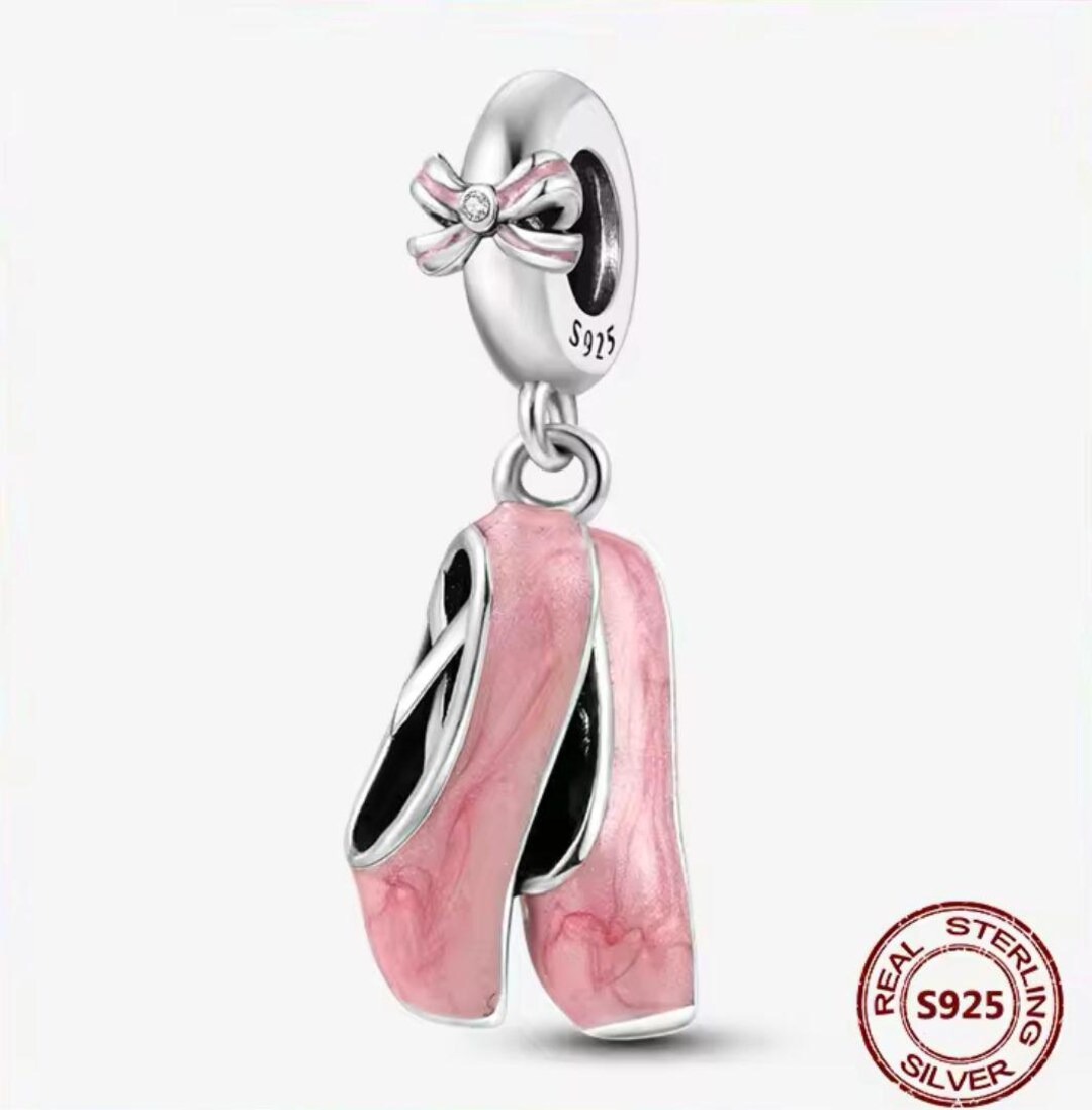 Ballet Shoes Dangle Charm, 100% Sterling Silver & Enamel, Fits Original ...