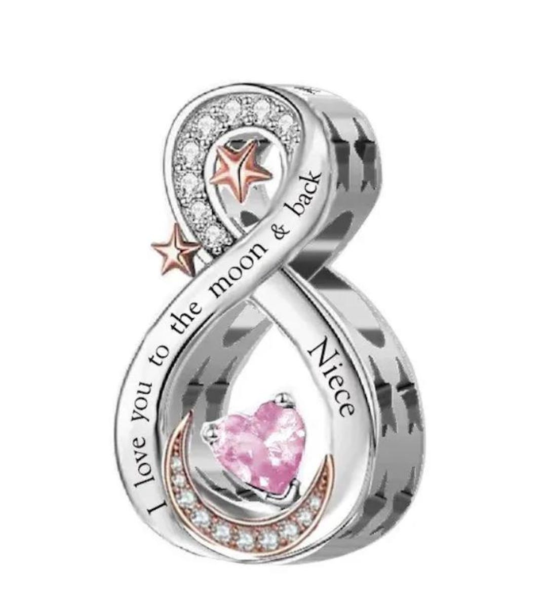 Niece Heart Charm Infinity I Love You to the Moon and Back Heart Charm ...