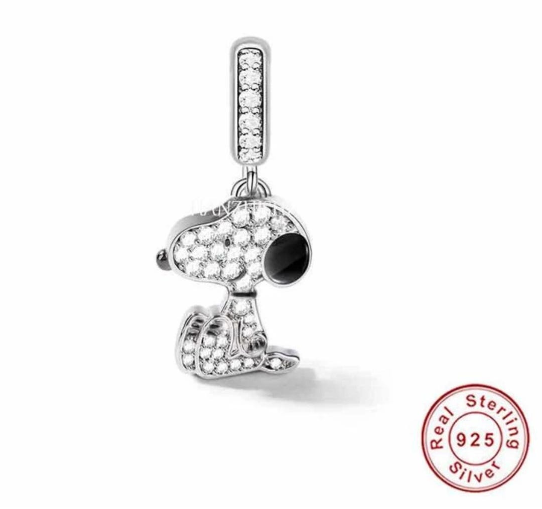 Snoopy Dog Dangle Charm, Joe Cool Charm, Genuine Sterling Silver & CZ ...