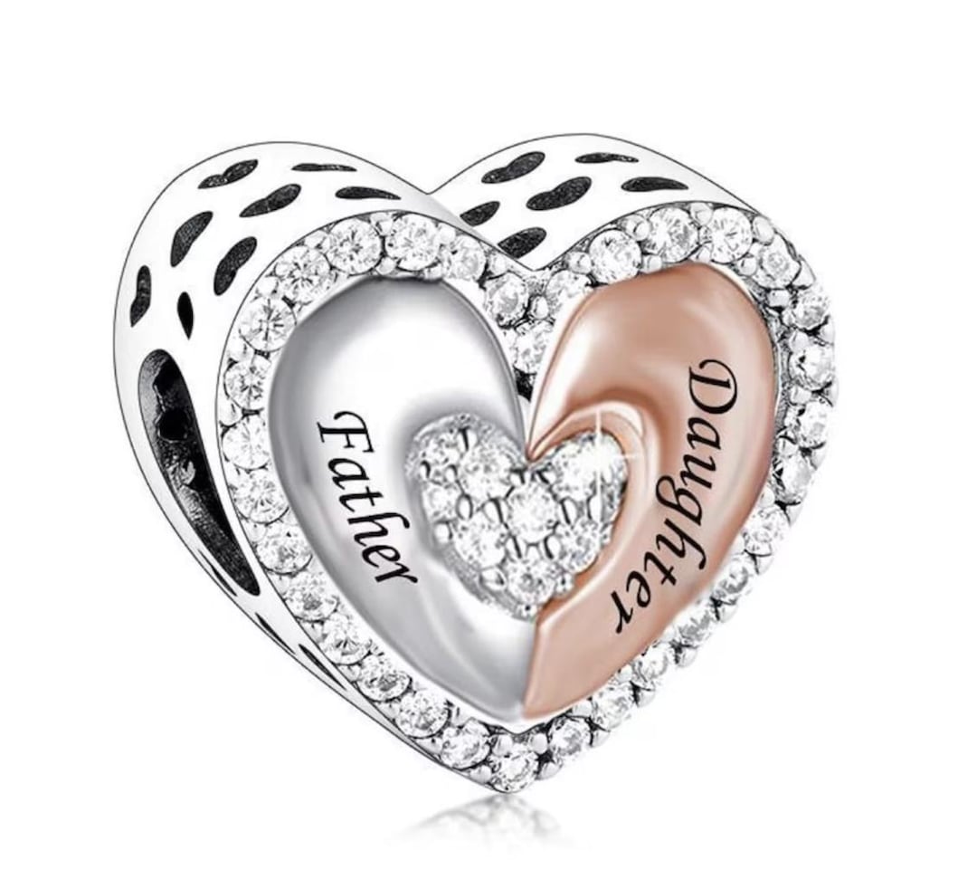 Father & Daughter Heart Charm , Dad Daughter Jewelry Gift, Fits ...