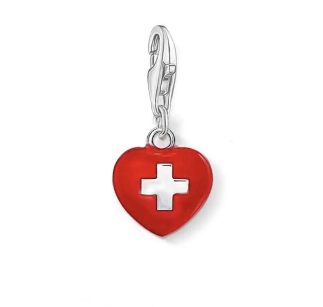 Switzerland Charm, Swiss Charm, Red Cross Heart Dangle Charm, Lobster ...