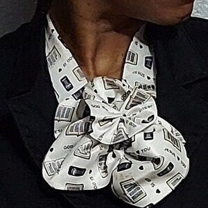 White Scripture Repurposed Neck Tie Upcycled Tie, Upcycled Necklace ...
