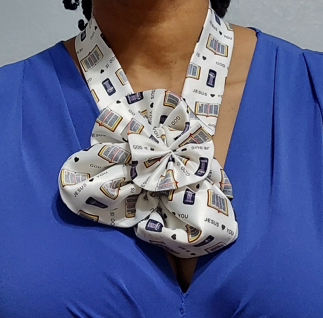 White Scripture Repurposed Neck Tie Upcycled Tie, Upcycled Necklace ...
