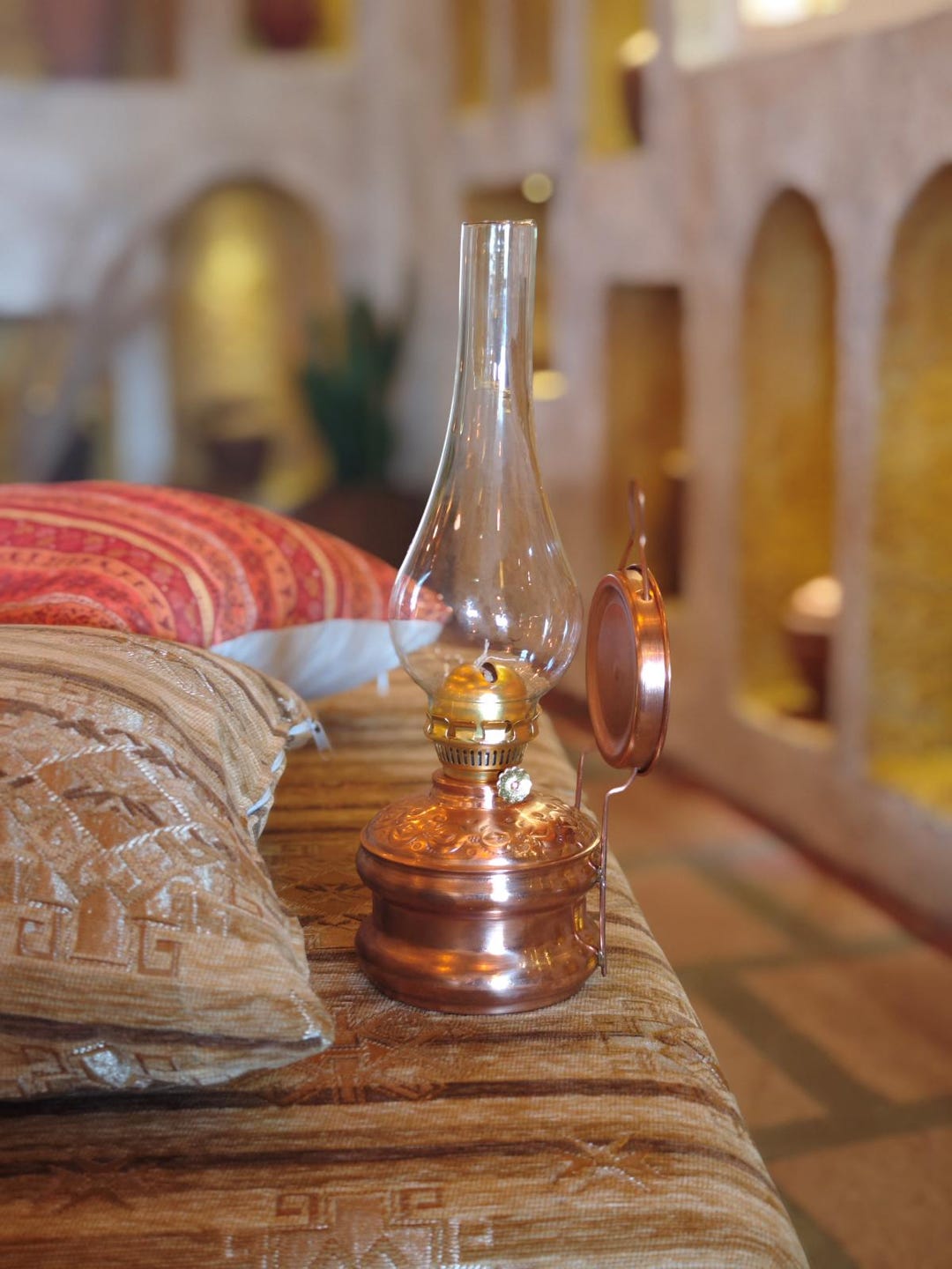 Traditional Copper Oil Lamp, Copper Home Decoration, 7th Anniversary ...