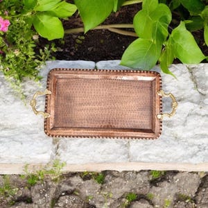 Extra Large Pure Copper Serving Tray, Handmade Copper Tray, Rectangle ...